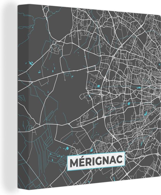 Canvas Schilderij Mérignac - Frankrijk - Kaart - Plattegrond ...