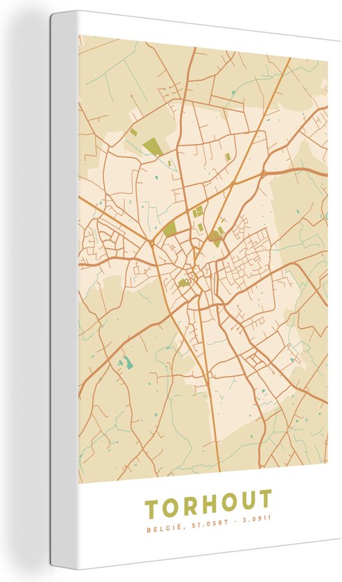 Canvas Schilderij Plattegrond - Stadskaart - Kaart - Torhout - België ...