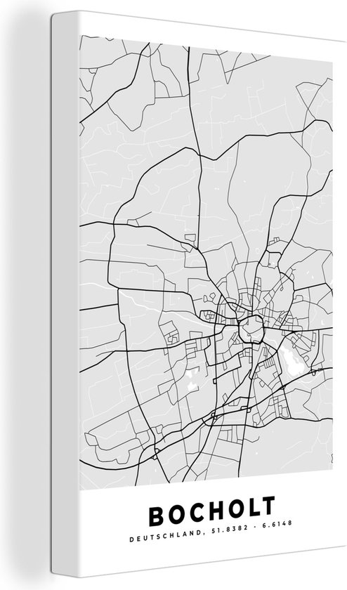 Canvas Schilderij Stadskaart - Plattegrond - Kaart - Bocholt ...