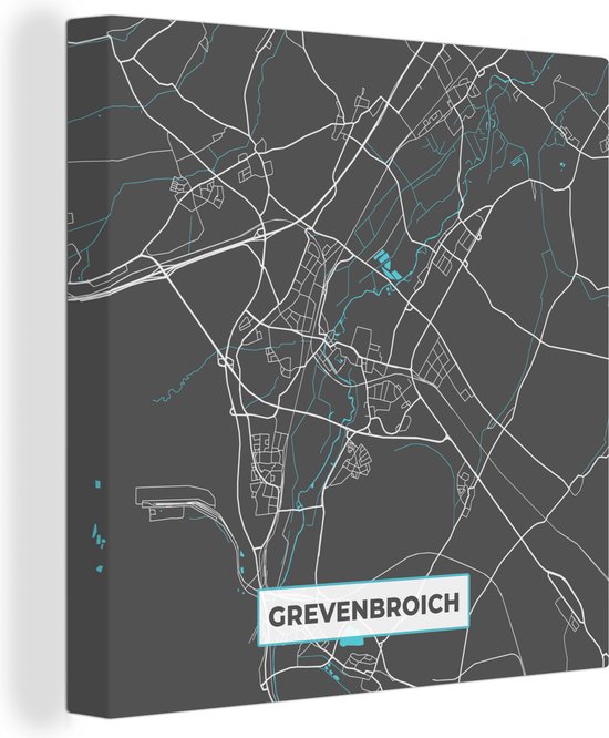 Canvas Schilderij Stadskaart – Plattegrond – Duitsland – Blauw ...