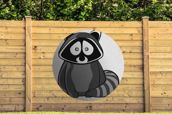 Tuincirkel Cartoonachtige illustratie van een wasbeer - zwart wit ...