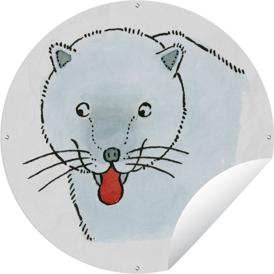 Tuincirkel tekening van een poolvos met een rode tong - 120x120 cm ...