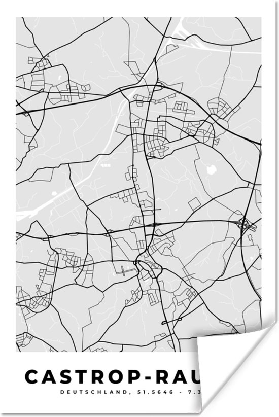 Poster Stadskaart - Duitsland - Plattegrond - Castrop-Rauxel - Kaart ...