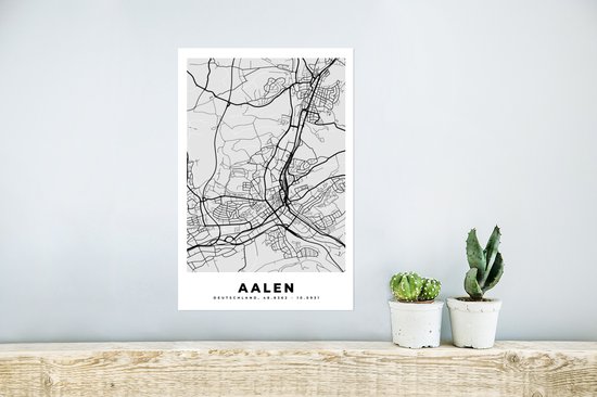 Poster Aalen - Kaart - Stadskaart - Plattegrond - Duitsland - 20x30 cm ...