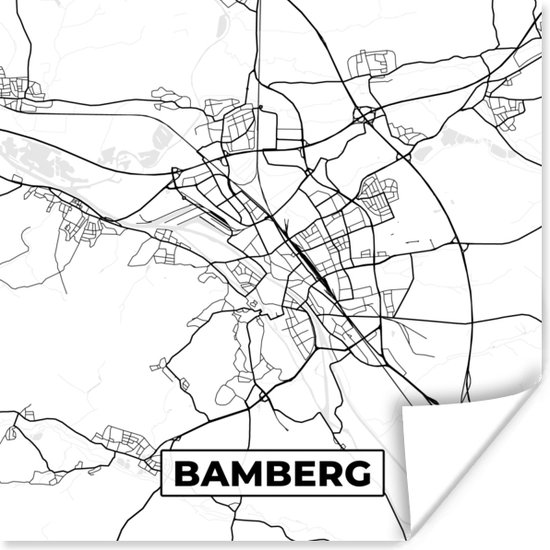 Poster Bamberg - Kaart - Plattegrond - Stadskaart - 100x100 cm XXL | bol