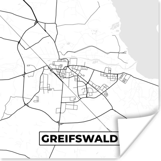 Poster Plattegrond - Kaart - Greifswald - Stadskaart - 50x50 cm | bol.com