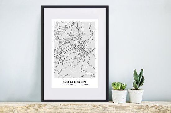 Fotolijst incl. Poster - Plattegrond - Duitsland - Solingen- Kaart ...