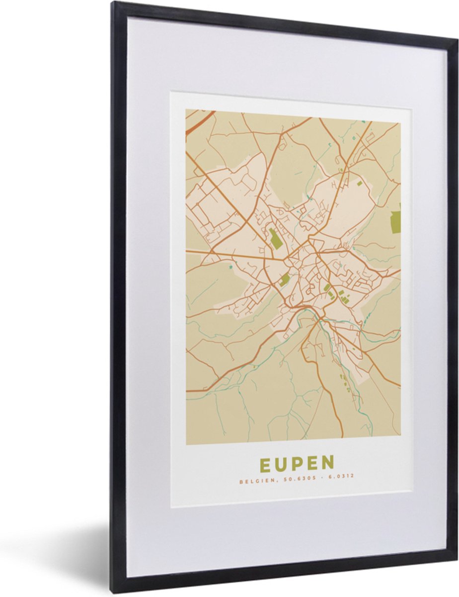 Fotolijst incl. Poster - Stadskaart - Plattegrond - Kaart - België ...