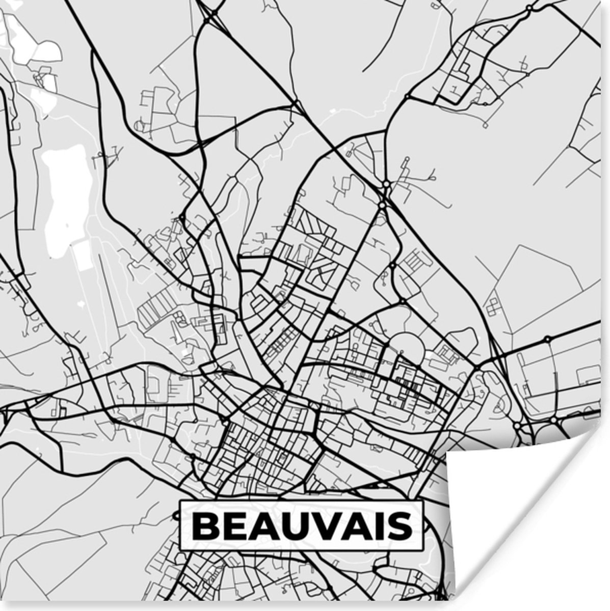 Poster Beauvais - Frankrijk - Plattegrond - Kaart - Stadskaart - 50x50 ...