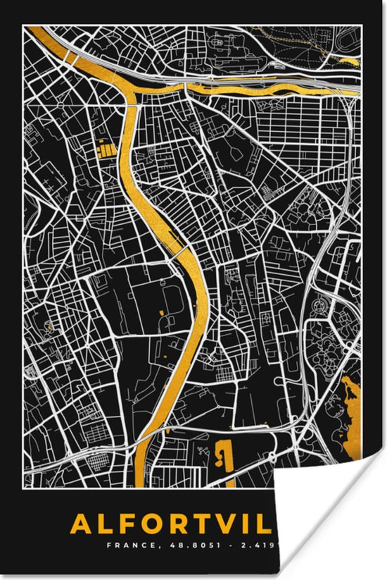 Poster Plattegrond - Alfortville - Kaart - Frankrijk - Stadskaart ...