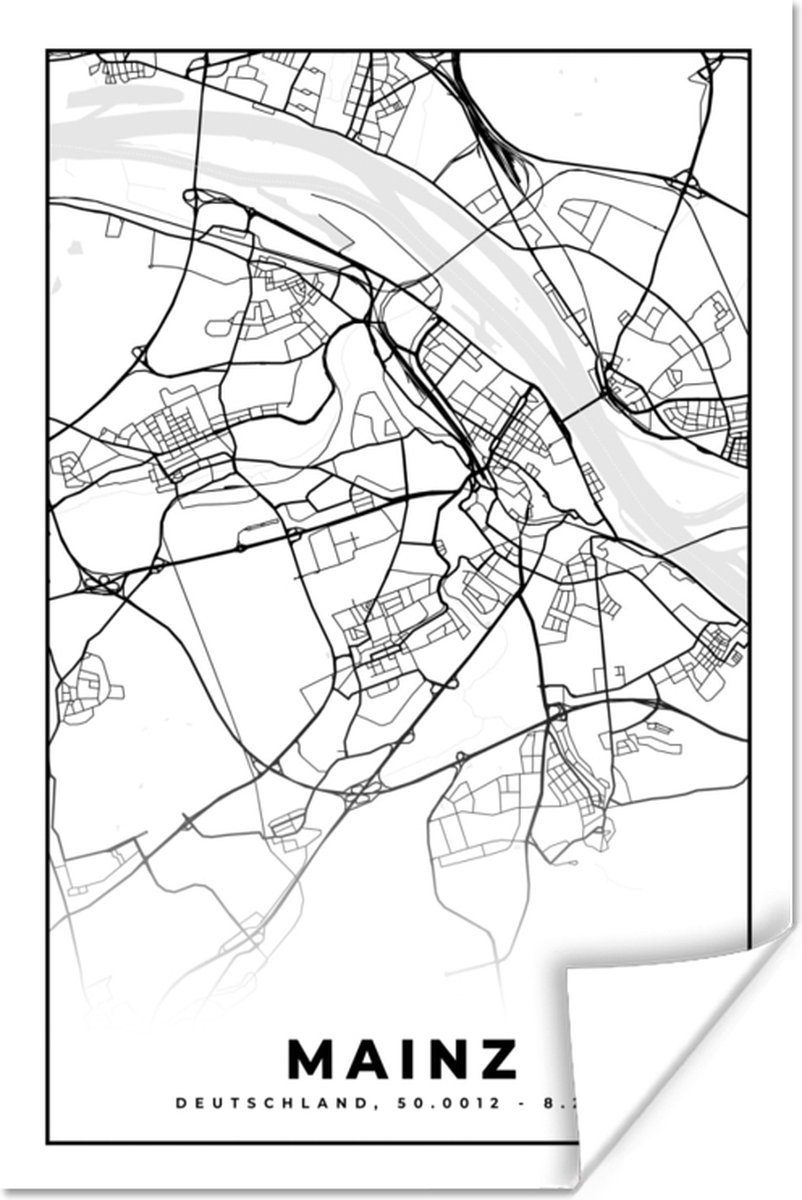 Poster Plattegrond - Mainz - Kaart - Stadskaart - 20x30 cm | bol.com