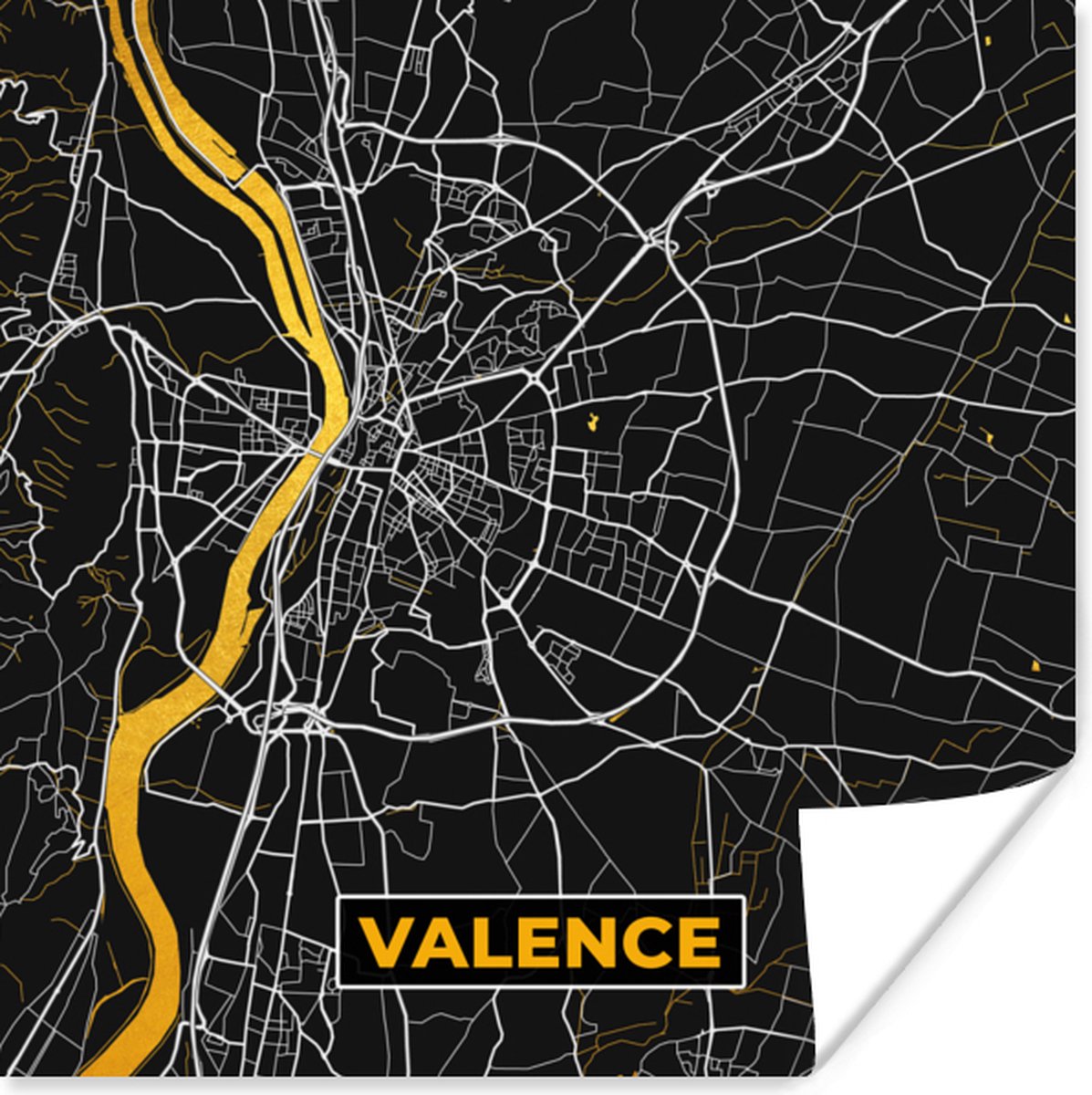 Poster Stadskaart - Frankrijk - Plattegrond - Valence - Kaart - 100x100 ...