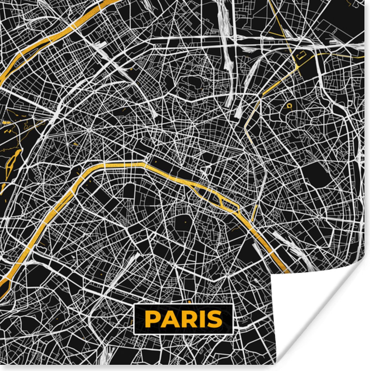 Poster Frankrijk – Paris - Kaart – Plattegrond – Stadskaart - 50x50 cm ...