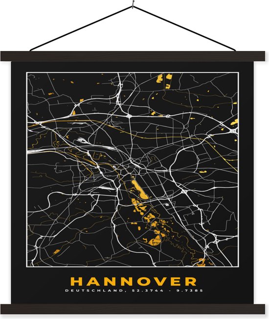 Posterhanger incl. Poster - Schoolplaat - Hannover - Goud - Stadskaart ...