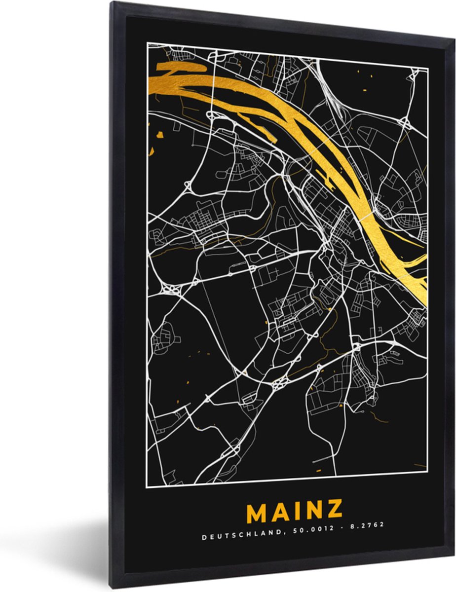 Fotolijst incl. Poster - Mainz - Stadskaart - Plattegrond - Kaart ...