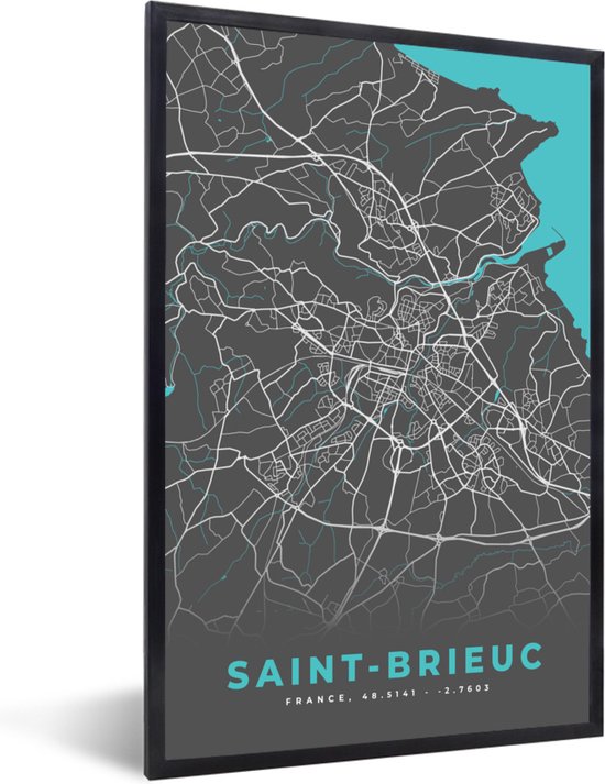 Fotolijst incl. Poster - Saint-Brieuc - Stadskaart - Plattegrond ...