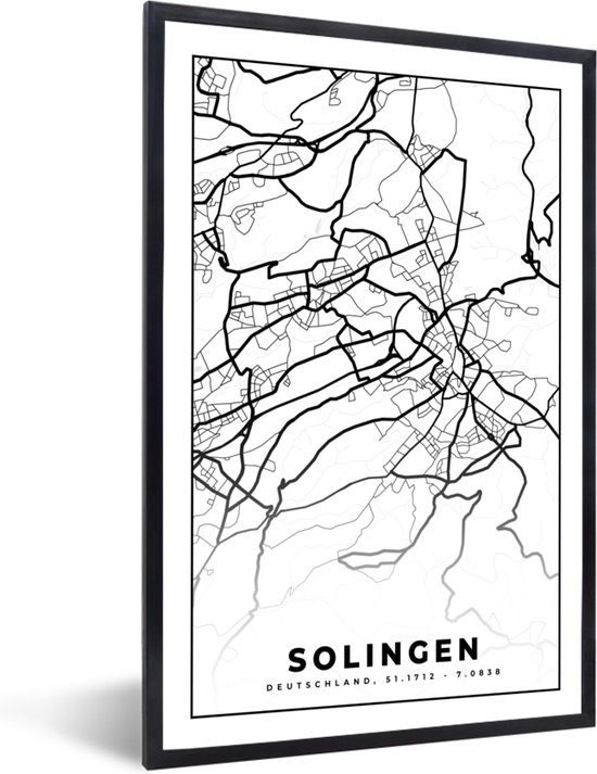Fotolijst incl. Poster - Solingen - Plattegrond - Kaart - Stadskaart ...