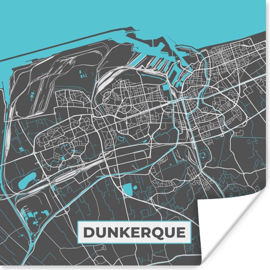 Poster Dunkerque - Frankrijk - Plattegrond - Stadskaart - Kaart - 50x50 ...
