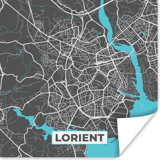 Poster Lorient - Frankrijk - Kaart - Plattegrond - Stadskaart - 30x30 ...
