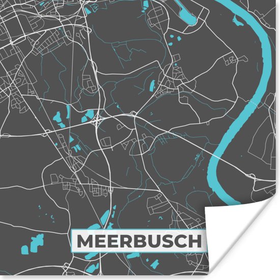 Poster Meerbusch – Stadskaart – Blauw – Plattegrond – Stadskaart ...