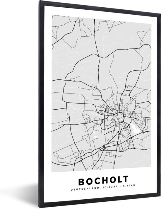 Fotolijst incl. Poster - Stadskaart - Plattegrond - Kaart - Bocholt ...