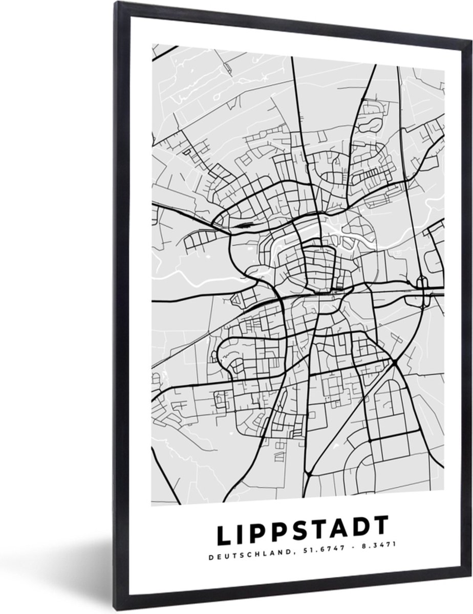 Fotolijst incl. Poster - Lippstadt - Kaart - Stadskaart - Plattegrond ...