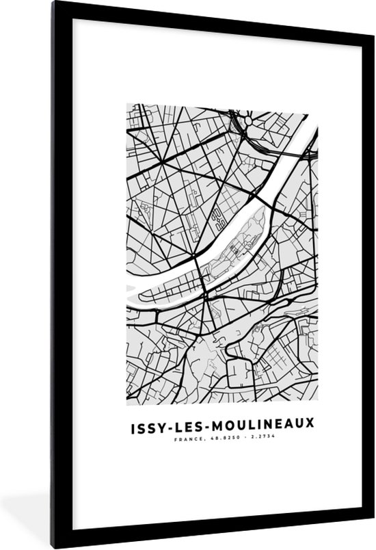 Fotolijst incl. Poster - Issy-les-Moulineaux - Plattegrond - Frankrijk ...