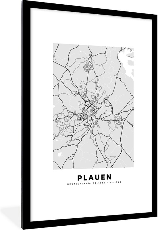 Fotolijst incl. Poster - Kaart - Plauen - Duitsland - Plattegrond ...