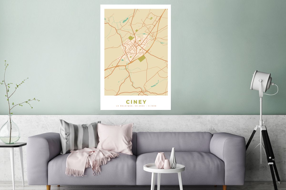 Affiche Carte - Plan de ville - Carte - België - Ciney - 80x120 cm ...