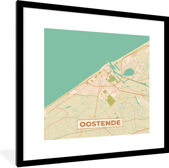 Fotolijst incl. Poster - Plattegrond - Stadskaart - Oostende - België ...