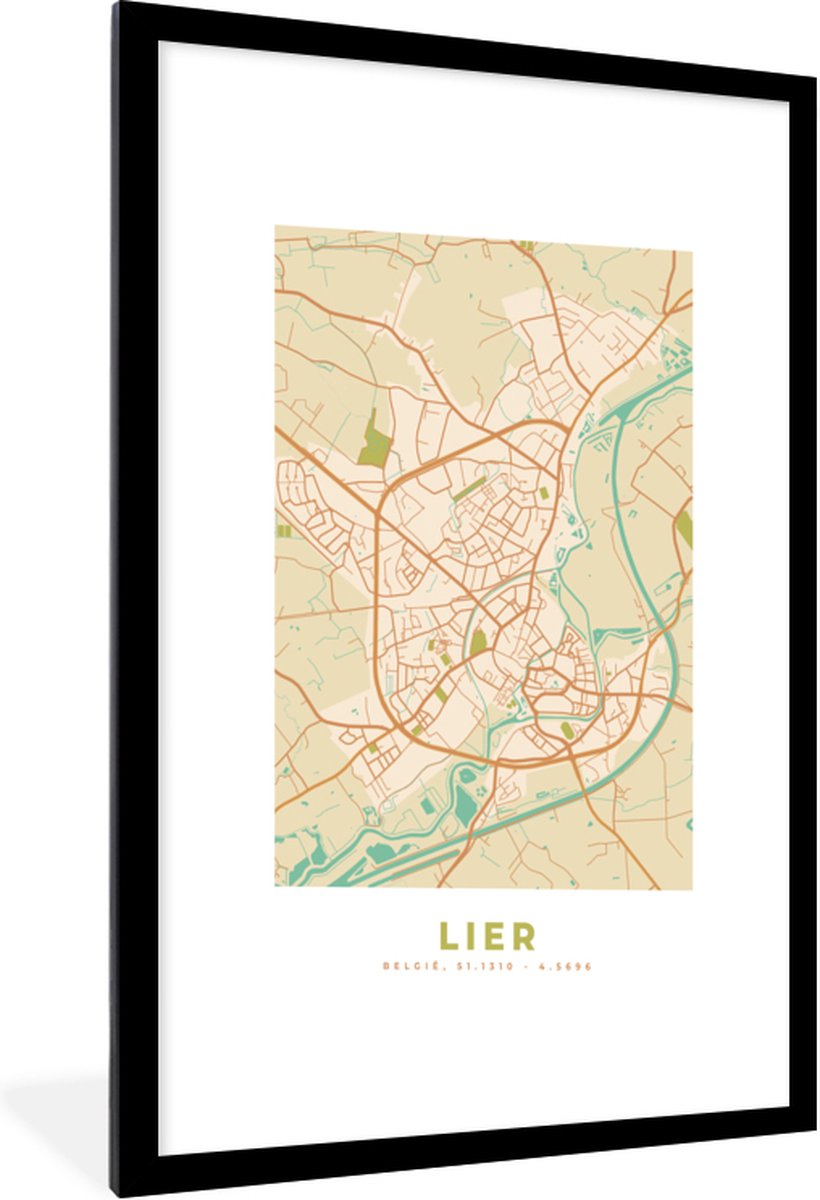 Fotolijst incl. Poster - België - Lier - Plattegrond - Kaart ...
