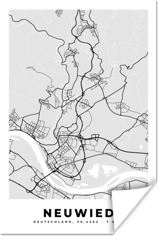 Poster Neuwied - Kaart - Stadskaart - Plattegrond - Duitsland - 20x30 ...