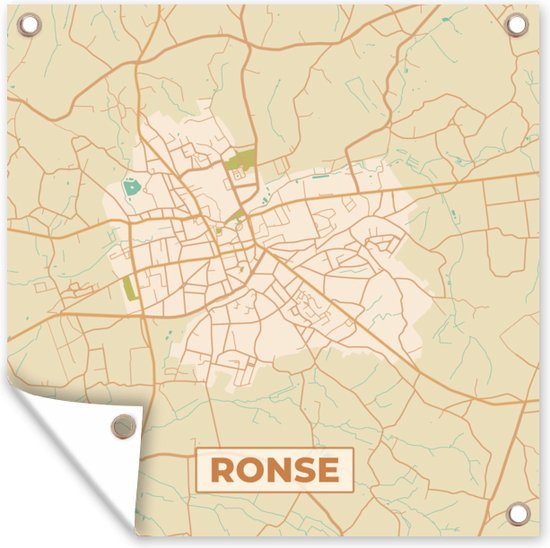Tuindoek Plattegrond - Stadskaart - Ronse - België - Kaart - 100x100 cm ...