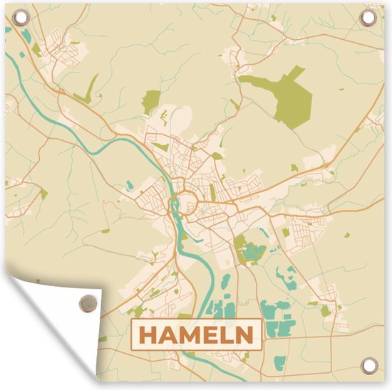 Tuin poster Hameln - Plattegrond - Vintage - Kaart - Stadskaart ...