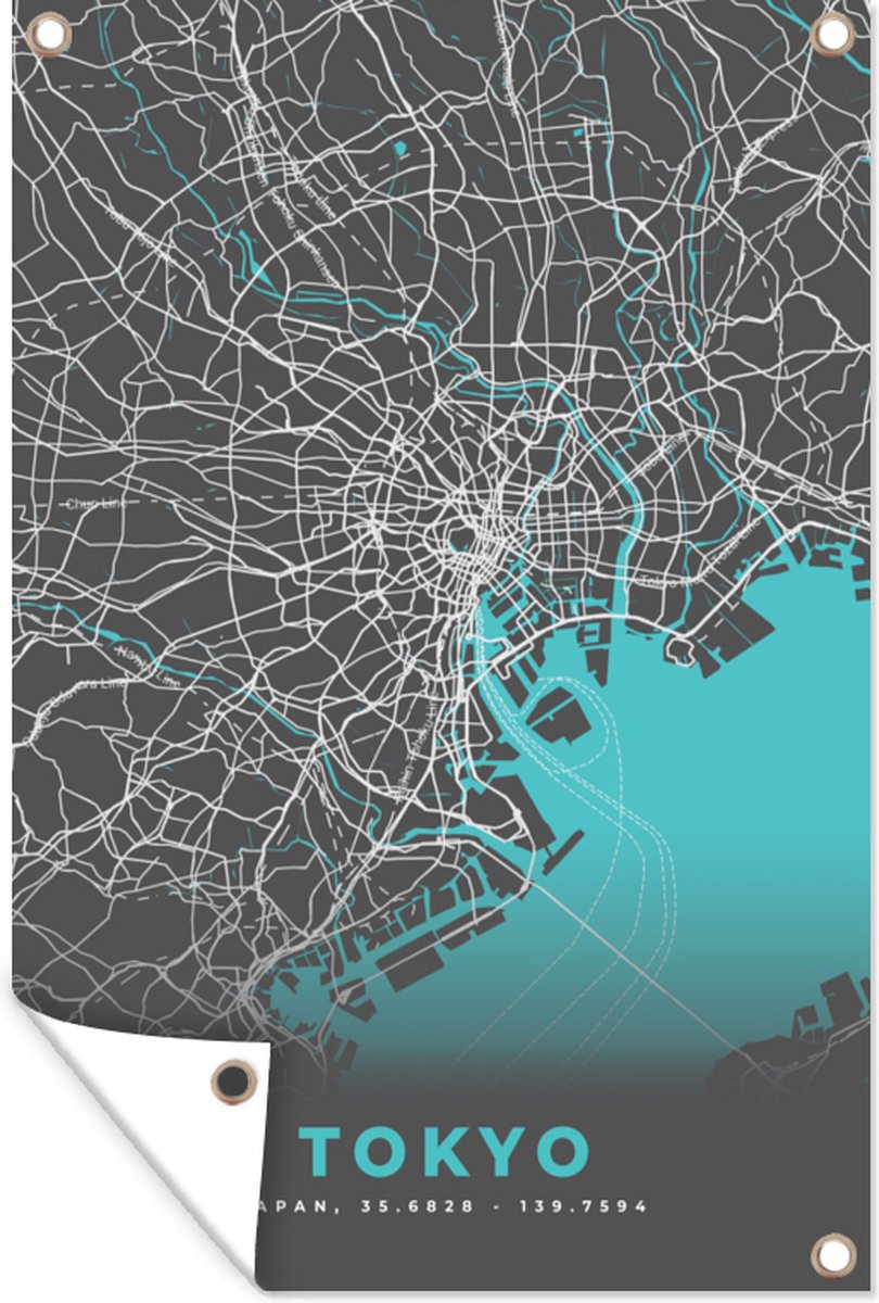 Tuinposters buiten Tokyo - Stadskaart - Blauw - Plattegrond - Kaart ...
