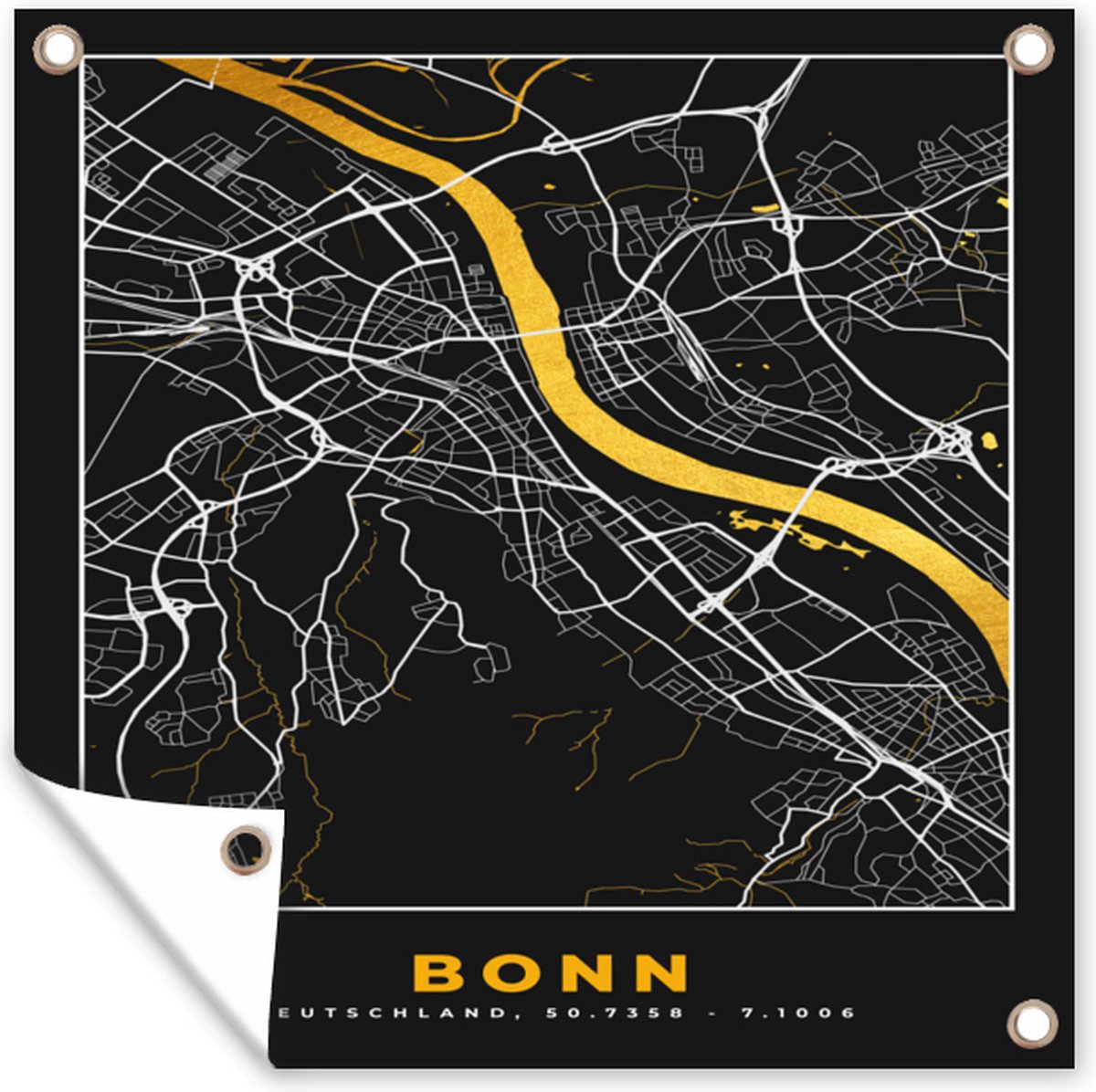 Tuin poster Bonn - Stadskaart - Plattegrond - Kaart - Goud - Duitsland ...
