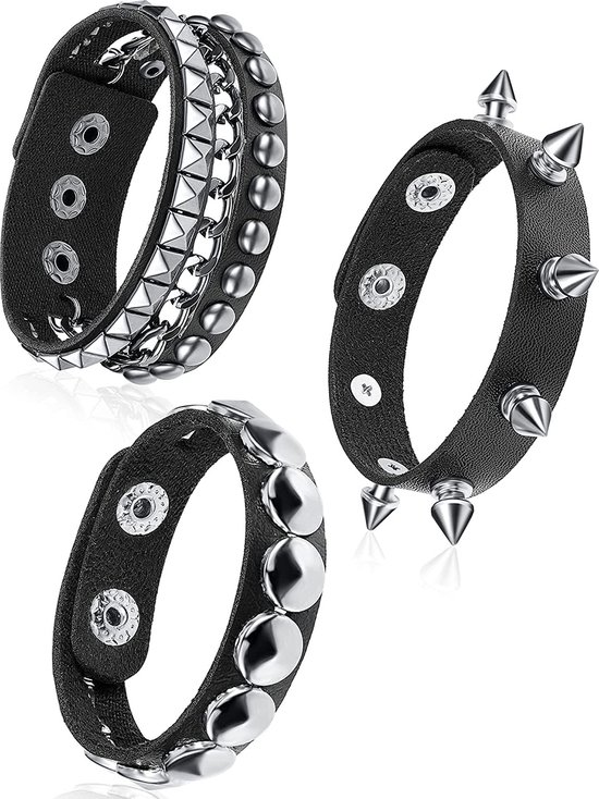 Set van 3 - Verkleed Punk Rocker Goth - Armband voor Volwassenen ...