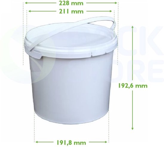 8 x ronde witte emmers met deksel - 5,5 liter met garantiesluiting ...