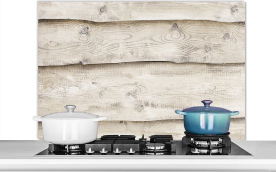 Spatscherm keuken - Spatbord - Hout - Plank - Structuur - Wit - Rustiek ...