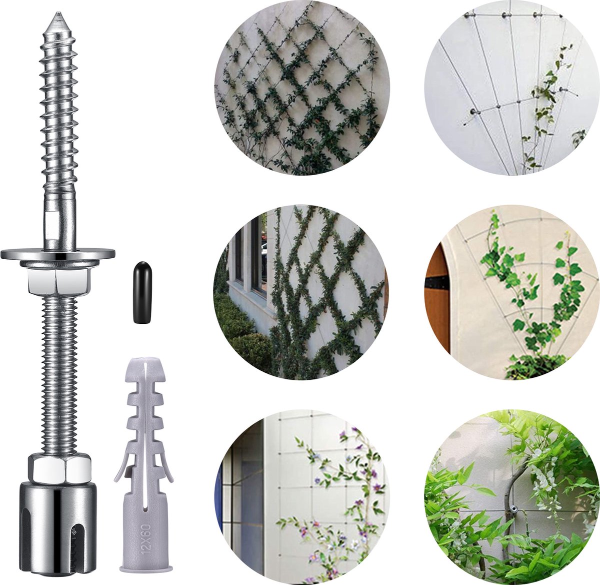 Treillis Inox V4A - pour plantes grimpantes - Jeu complet de supports ...
