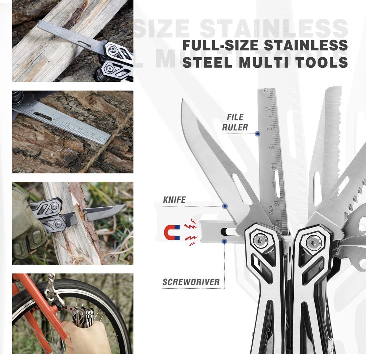 MOSSY OAK Multitool, 21-in-1 roestvrijstalen multitool zakmes met ...