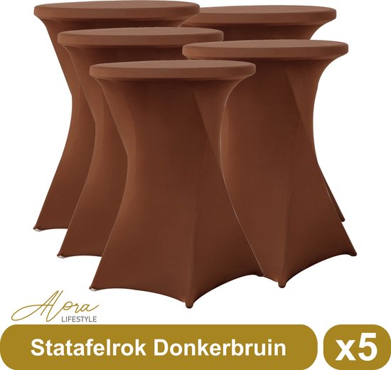 Statafelrok donkerbruin 80 cm - per 5 - partytafel - Alora tafelrok voor statafel -... | bol.com
