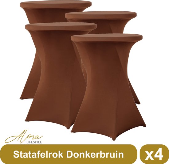 Statafelrok donkerbruin 80 cm - per 4 - partytafel - Alora tafelrok voor statafel -... | bol.com