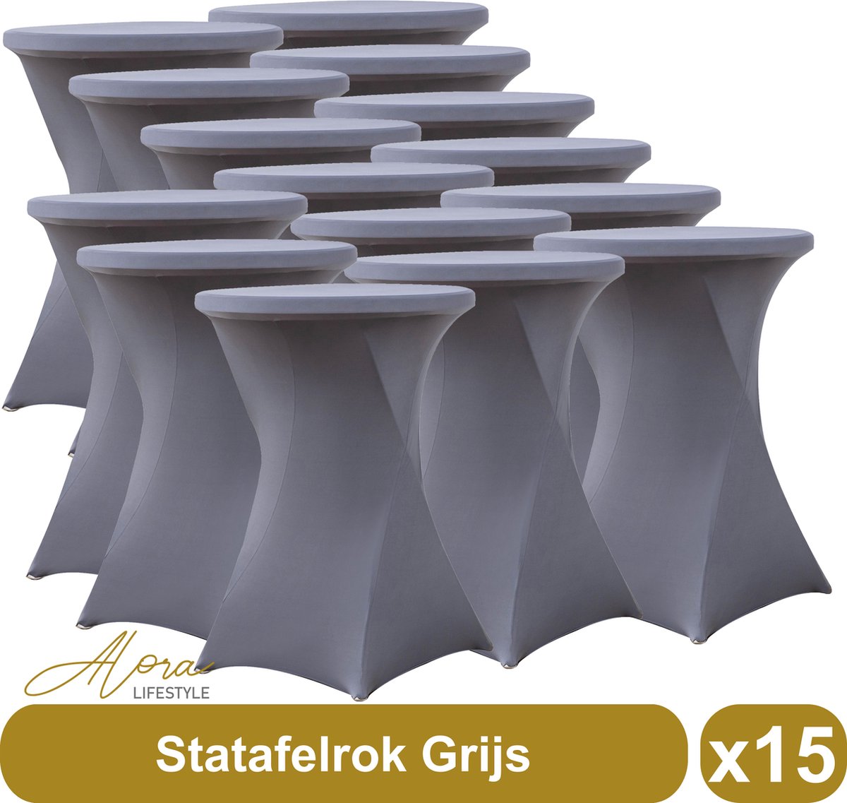 Statafelrok grijs 80 cm - per 15 - partytafel - Alora tafelrok voor statafel -... | bol.com