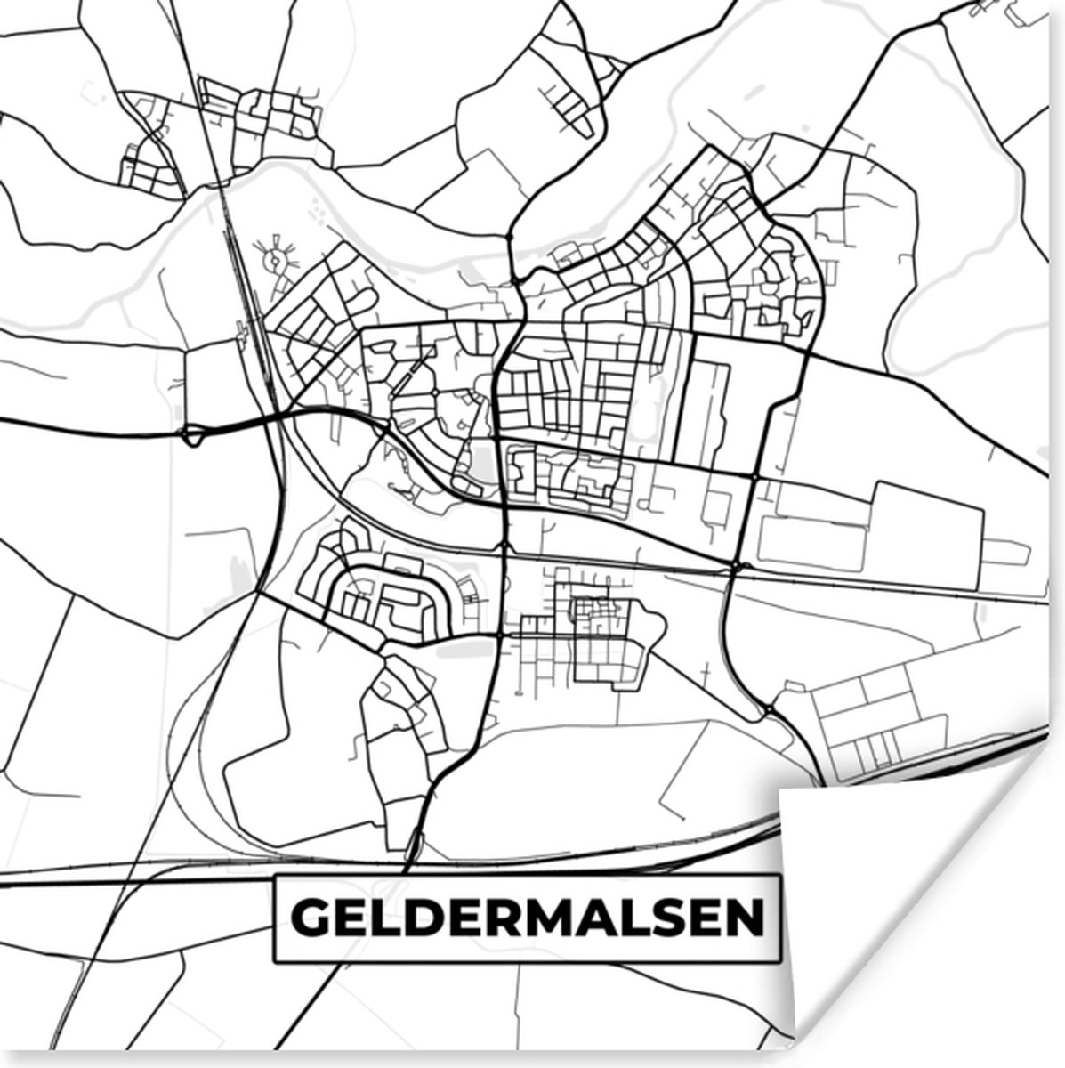 Poster Kaart - Geldermalsen - Plattegrond - Stadskaart - 30x30 cm | bol.com