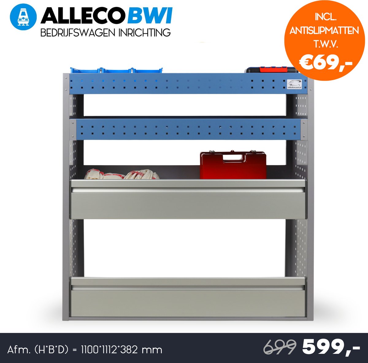 Alleco Ford Transit Custom SWB Intérieur de véhicule utilitaire armoire ...