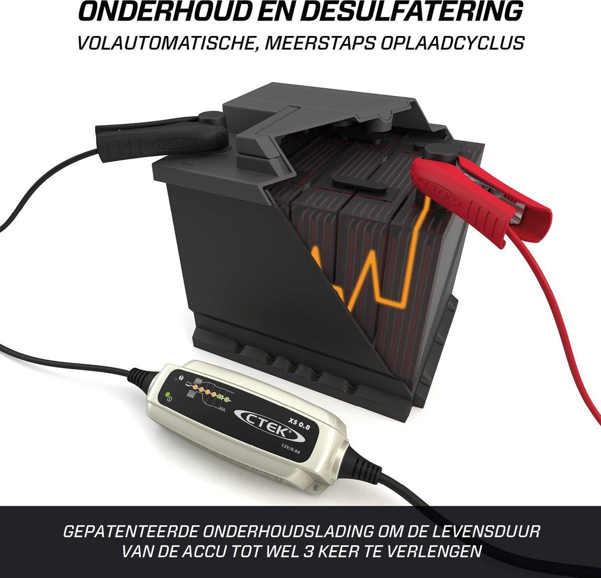 Acculader, voor auto- en motoraccu's, volautomatische intelligente ...