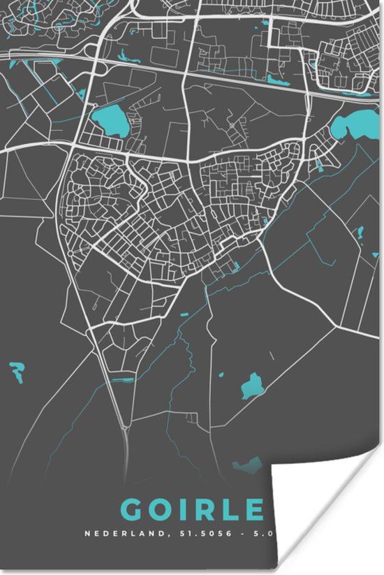 Poster Kaart - Stadskaart - Goirle - Plattegrond - 40x60 cm | bol