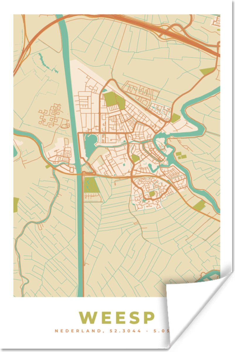 Poster Weesp - Plattegrond - Kaart - Stadskaart - 40x60 cm | bol.com