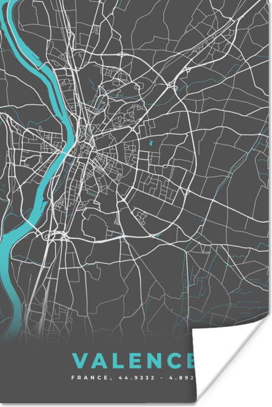 Poster Valence - Frankrijk - Stadskaart - Kaart - Plattegrond - 40x60 ...